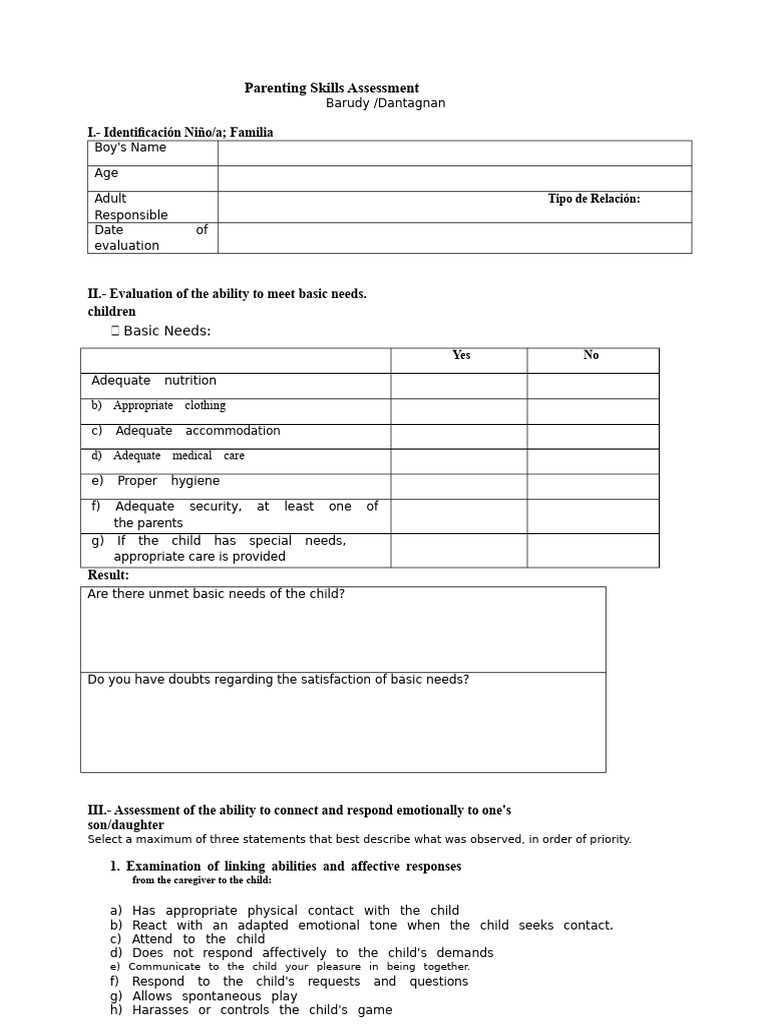 Parenting Skills Assessment Guide | PDF | Parenting | Social Psychology