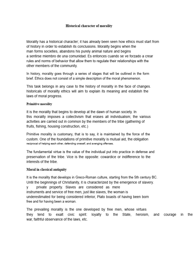 Historical Character of Morality | PDF | Morality | Courage