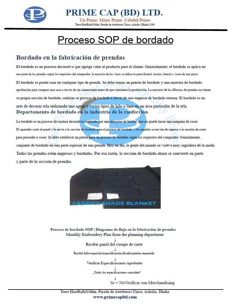 Proceso SOP de Bordado en Prendas | PDF | Bordado | Máquina de coser