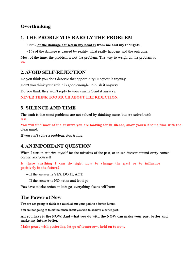 Overthinking | PDF | Behavioural Sciences | Psychological Concepts