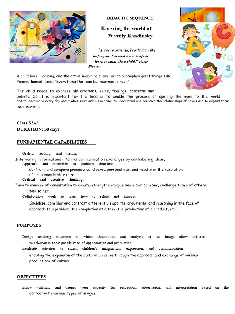 DIDACTIC SEQUENCE Kandinsky | PDF | Shape | Wassily Kandinsky