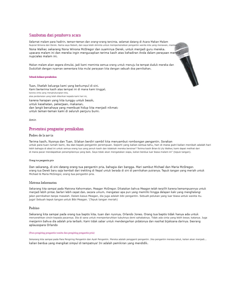 Contoh Naskah MC Pernikahan | PDF