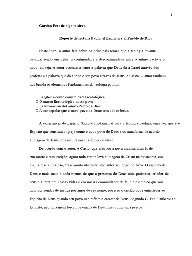 Pablo O Espírito Gordon Fee | PDF | Deus | Escatologia