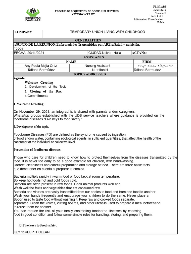 Minutes On Foodborne Illnesses | PDF | Foods | Cooking