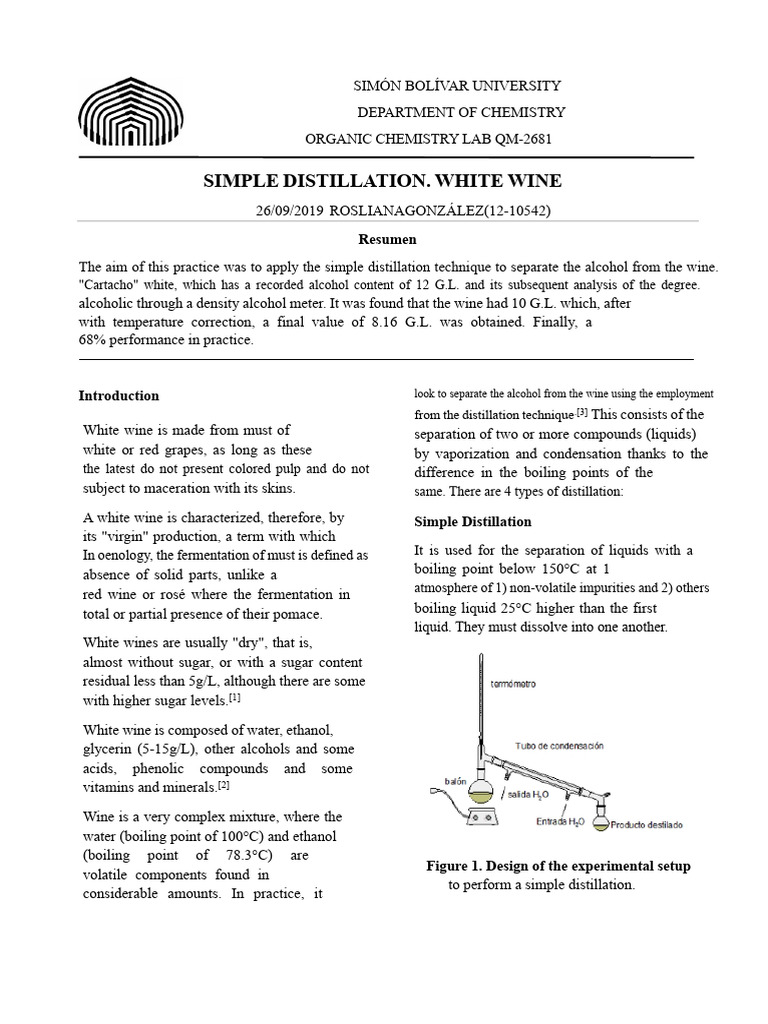 Wine Distillation Report | PDF | Distillation | Ethanol