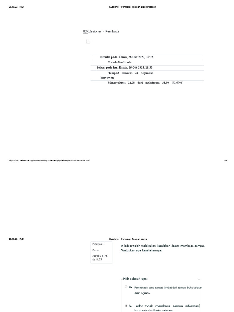Kuesioner Tinjauan Pembaca Ujian | PDF