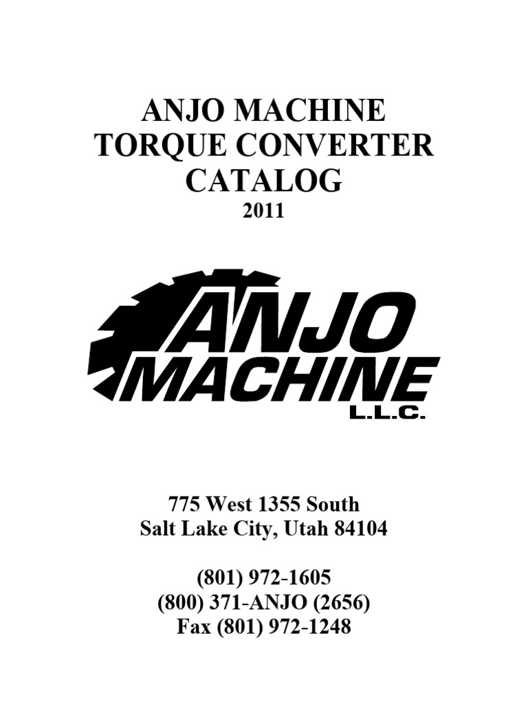Anjo Torque Converter Catalog 2011 | PDF | Motor Vehicle | Engines