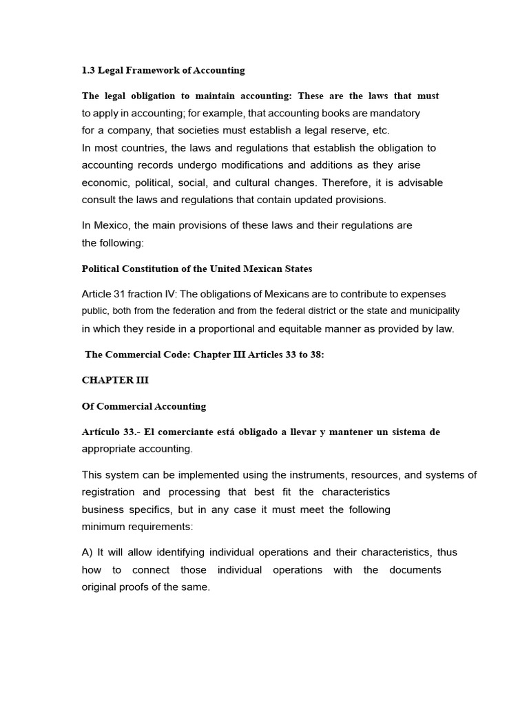 Legal Framework for Accounting in Mexico | PDF | Debits And Credits ...