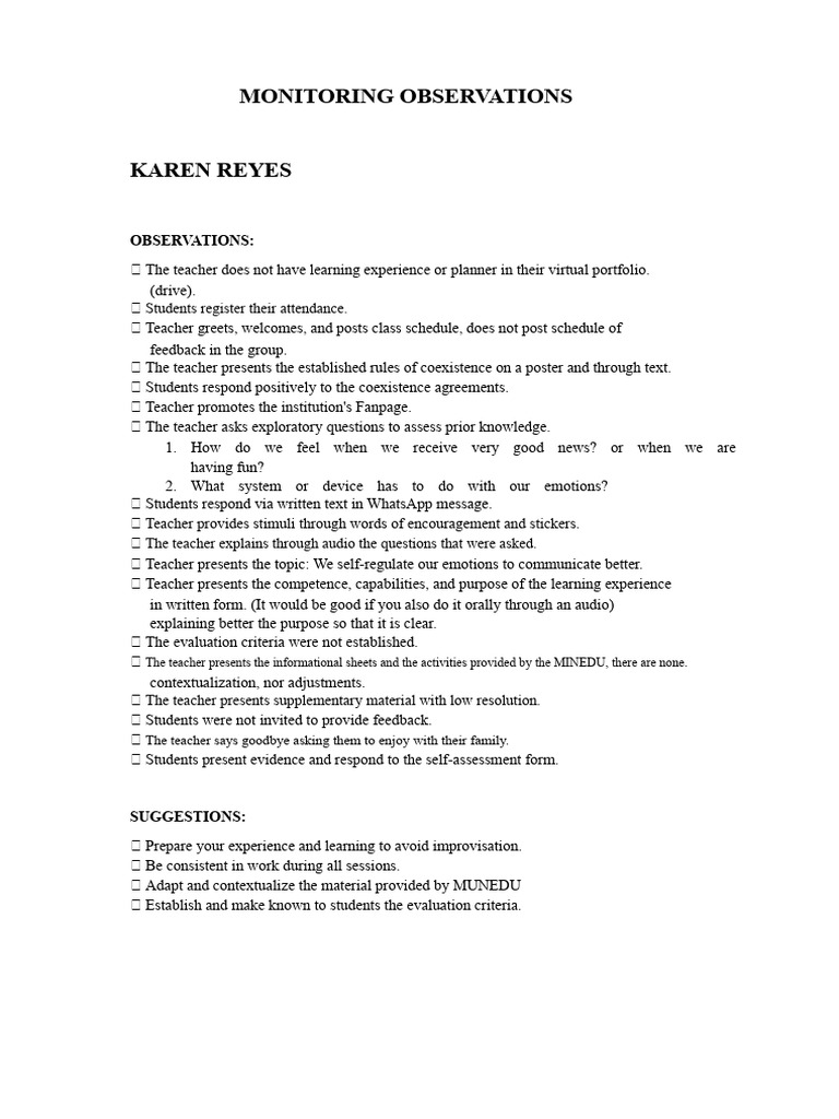 Monitoring Observations | PDF