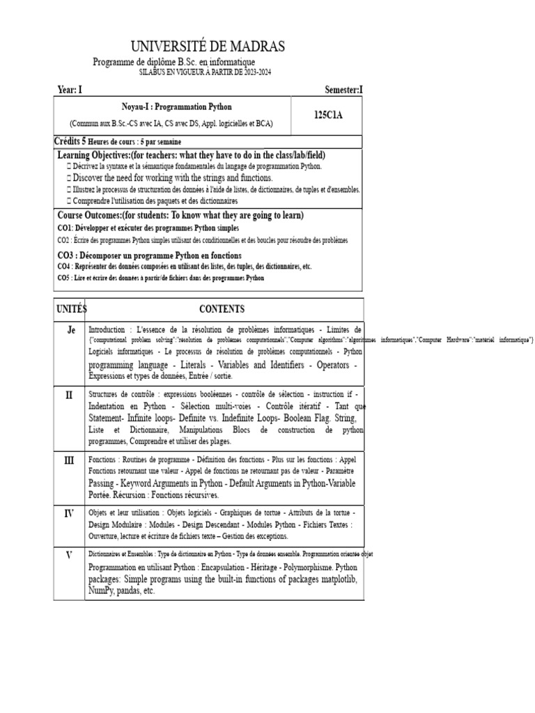 Syllabus de Manuels Scolaires | PDF | Python (Langage de programmation) | Programmation informatique