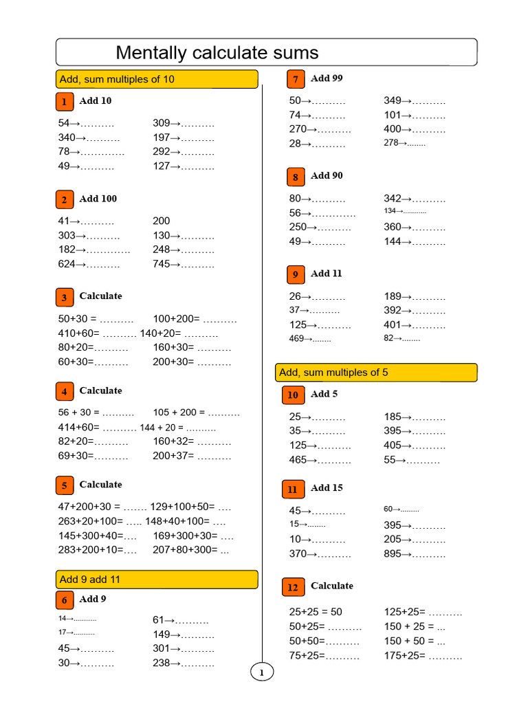 Mental Calculation CE2 | PDF