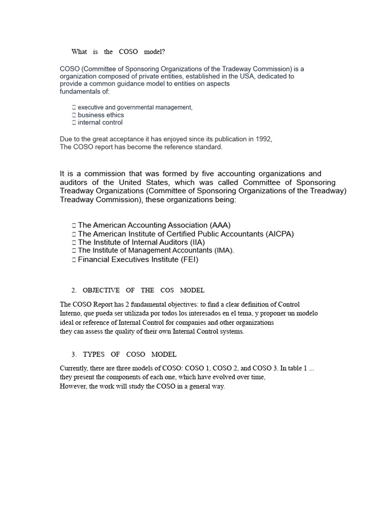 Overview of COSO Models 1, 2, and 3 | PDF | Internal Control | Business ...