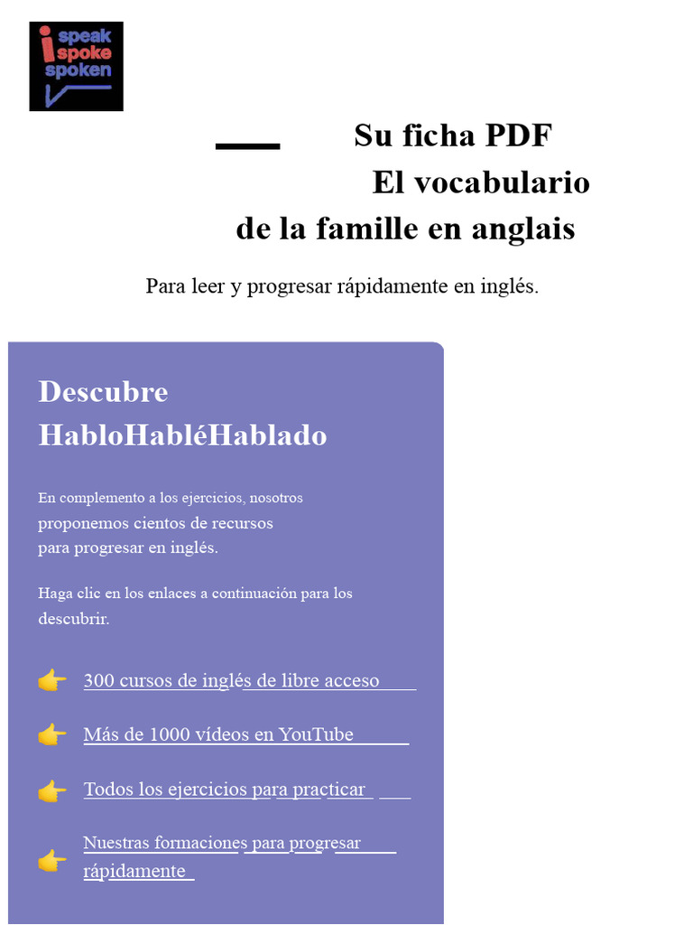 El Vocabulario de La Familia en Inglés | PDF | Padrino