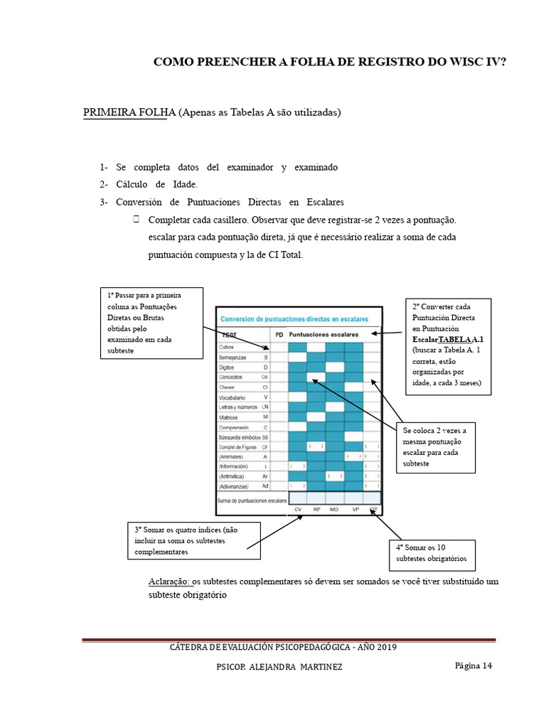 COMO_PREENCHECER_O_REGISTRO_DO_WISC_IV 2019.doc | PDF