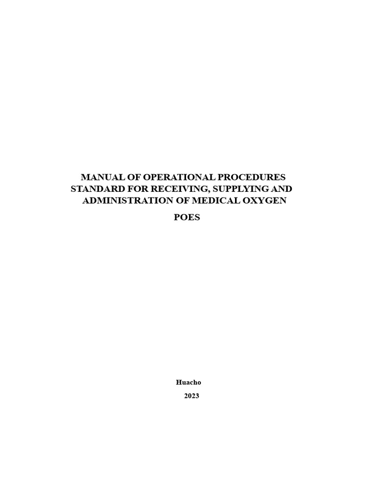 Medical Oxygen Operational Manual | PDF | Oxygen | Breathing