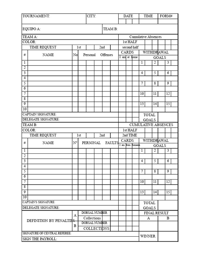 Futsal Sheet | PDF | Sports | Sports Rules And Regulations