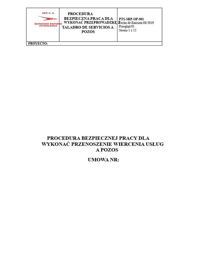 Pts-Srp-Op-001 Przewóz Wiercenia | PDF