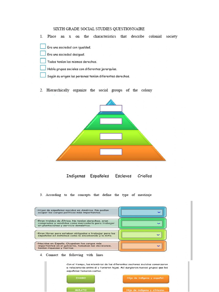 SIXTH GRADE SOCIAL STUDIES QUESTIONNAIRE | PDF | Ecuador | Earth Sciences