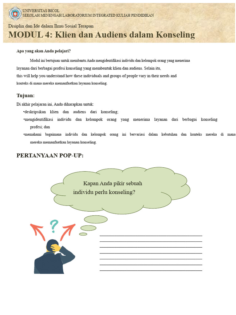 Klien dan Audiens dalam Konseling | PDF
