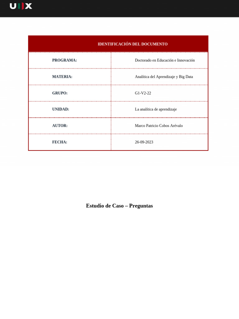 MARCO COBOS M05 U3 T2 Preguntas EC | PDF | Aprendizaje | Caso de estudio
