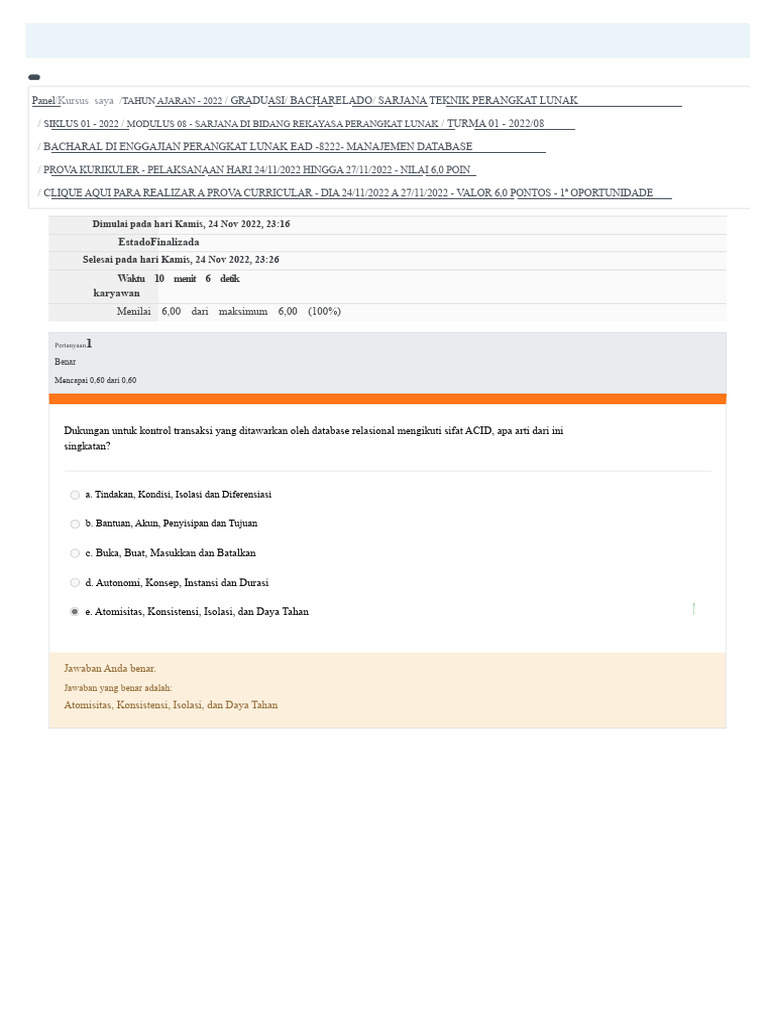 Ujian Manajemen Database EAD 2022 | PDF