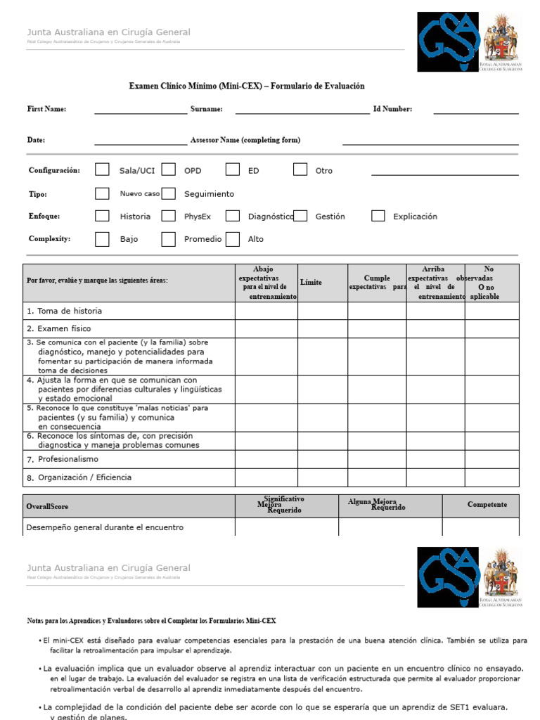 Mini CEX | PDF | Examen físico | Cognición