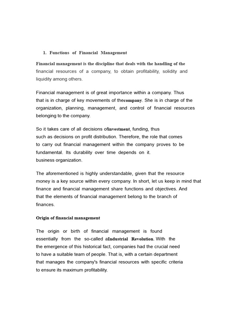 1.1 Functions of Financial Management | PDF | Business | Economies