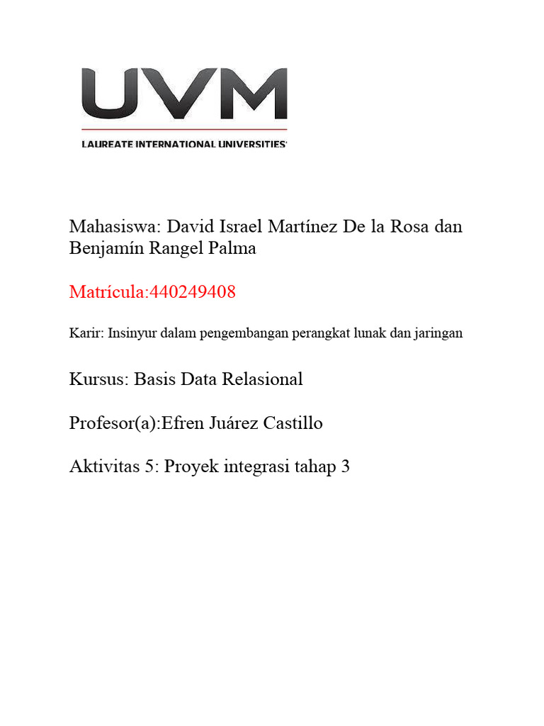 Proyek Basis Data Relasional SQL | PDF