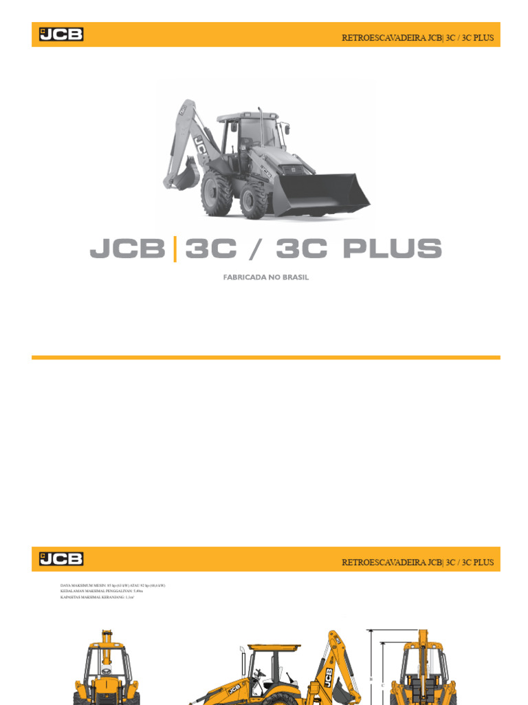 Spesifikasi Retroescavadeira JCB 3C/3C Plus | PDF