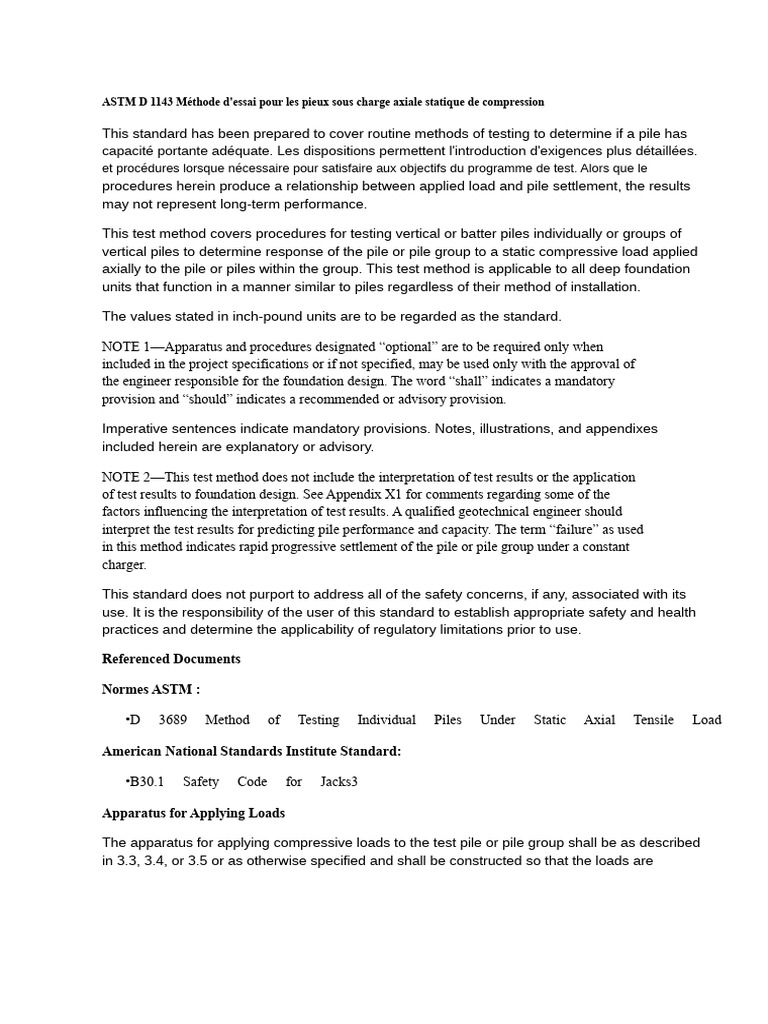ASTM D 1143: Pile Load Testing Standards | PDF