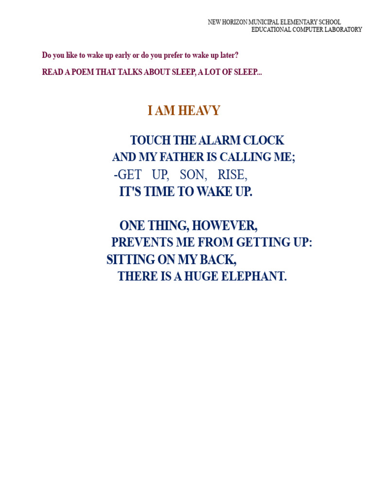 New Horizon Elementary School Poems | PDF