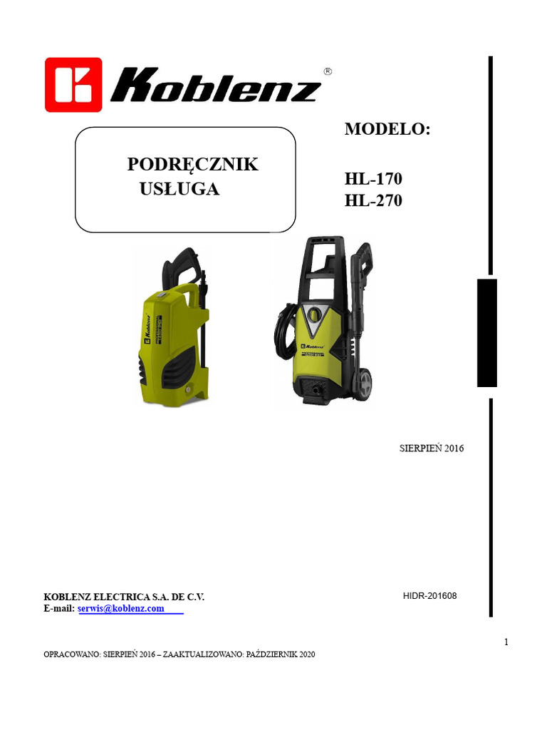 Podręcznik Usługa: Modelo: HL-170 HL-270 | PDF