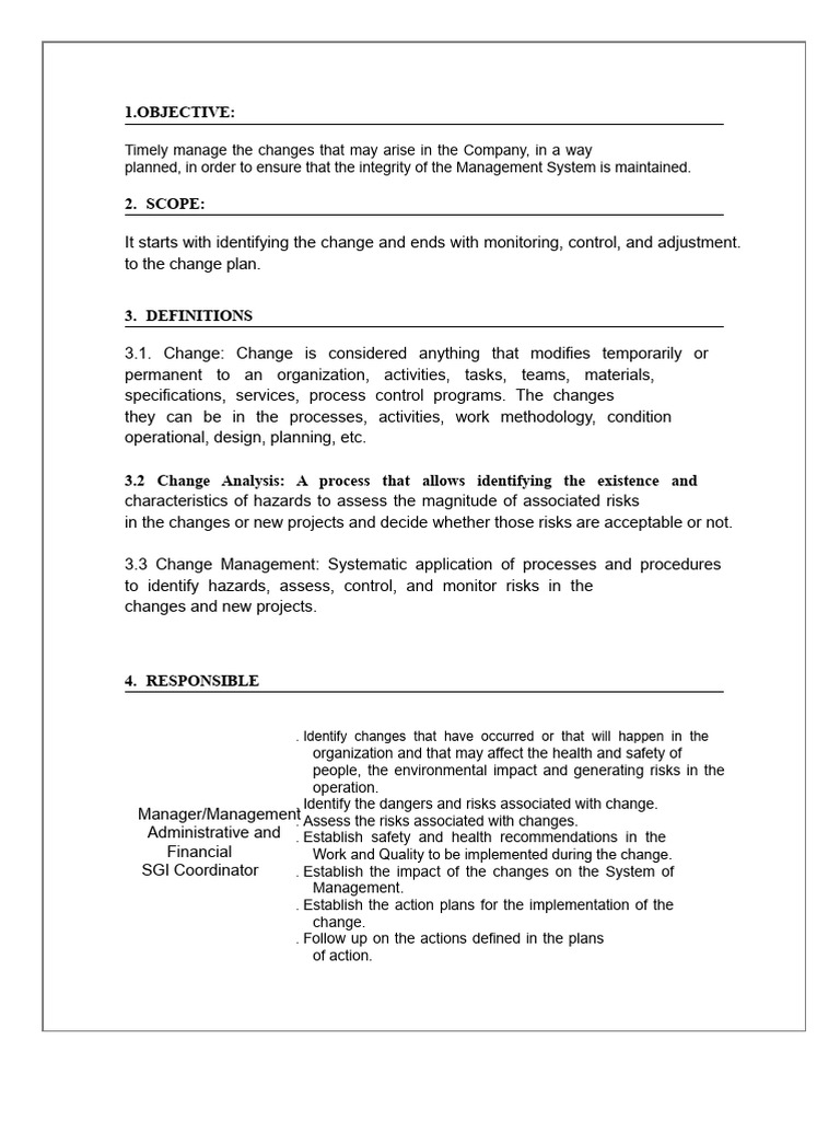Change Management Procedures Overview | PDF | Risk | Safety