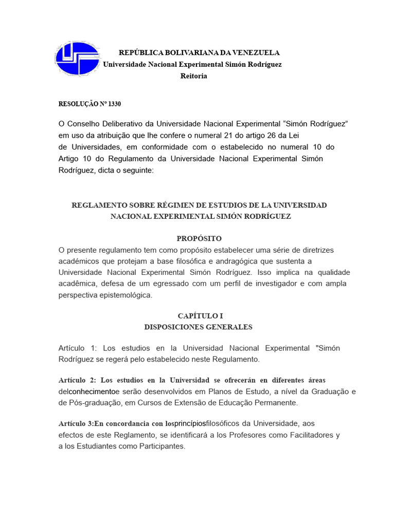 REGULAMENTO SOBRE O REGIME DE ESTUDO UNESR | PDF | Pós-graduação ...