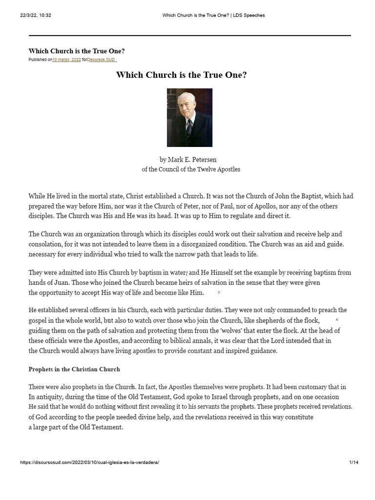 Which Church Is The True One? _ _ LDS Speeches | PDF | Paul The Apostle ...