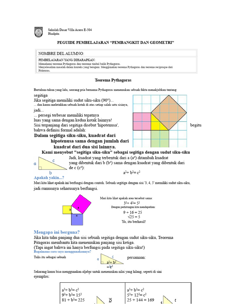 Teorema Pythagoras untuk Segitiga Siku-siku | PDF