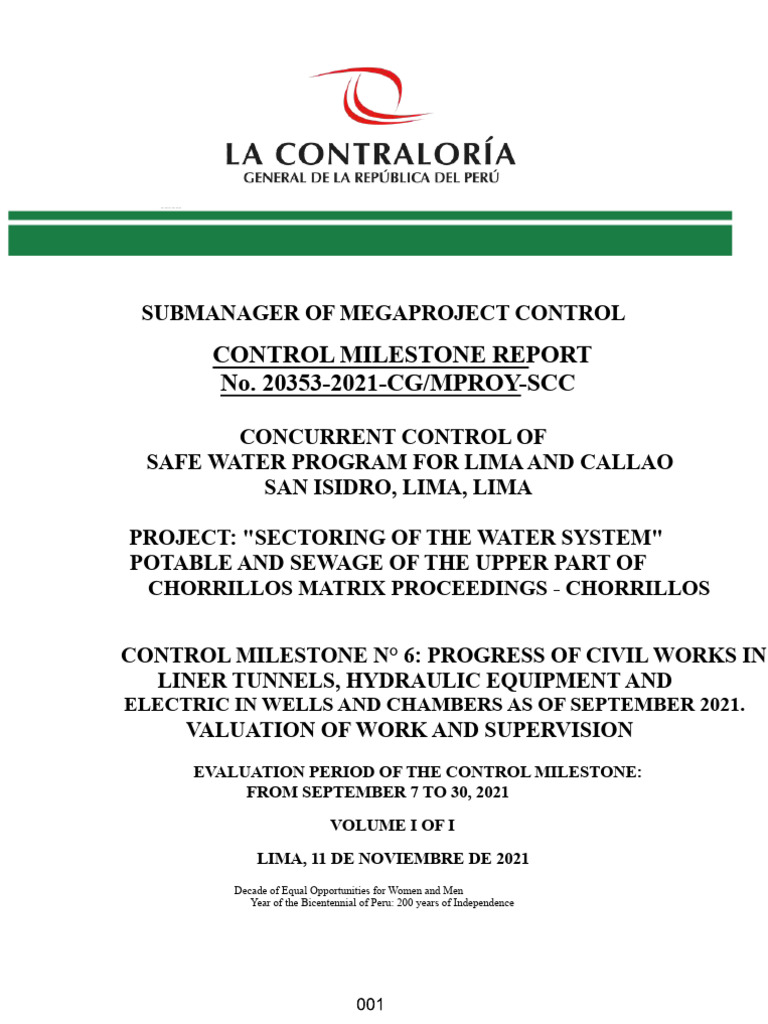 Control Milestone Report #20353-2021-Cg/mproy-Scc | PDF | Lima ...