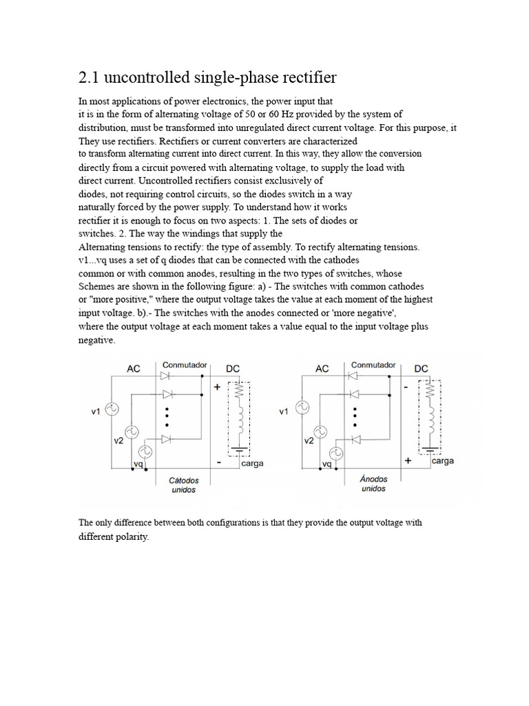 2.1 Uncontrolled Single-Phase Rectifier | PDF | Rectifier | Diode