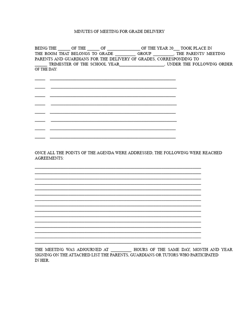 Format Minutes of Meeting For Submission of Current Grades | PDF