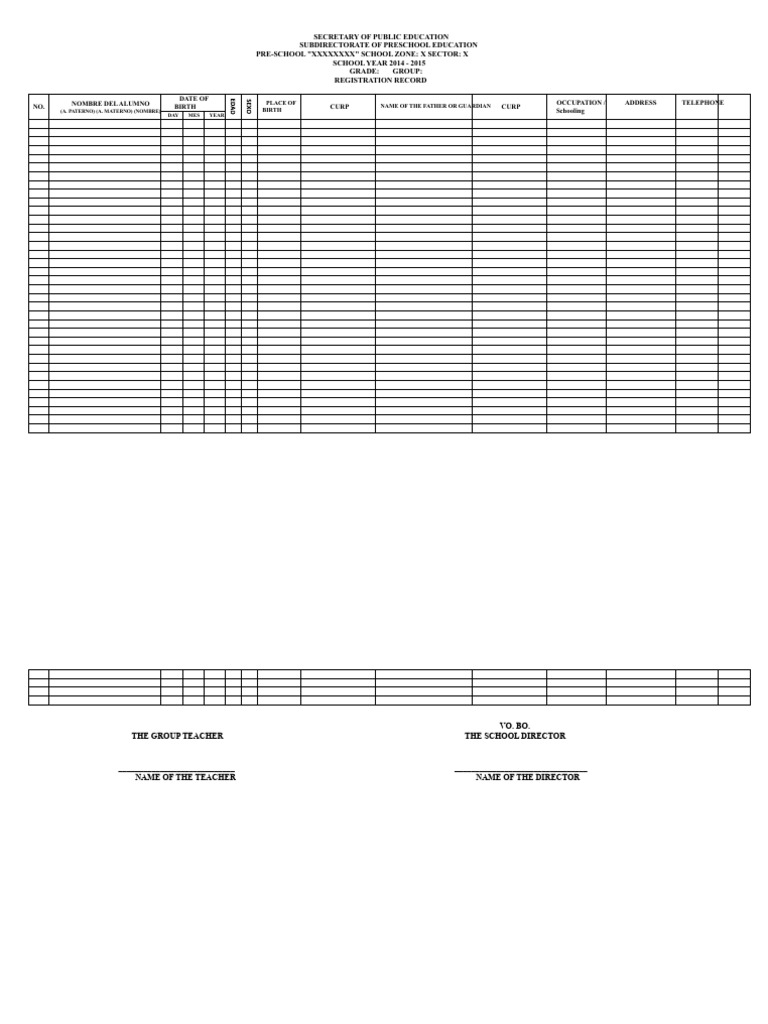 Preschool Registration Format | PDF