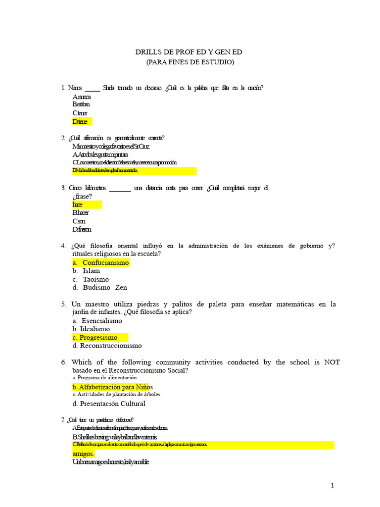 Gen Ed Prof Ed Respuesta Clave para Estudio Auto Dirigido | PDF | Enseñando | Escuelas