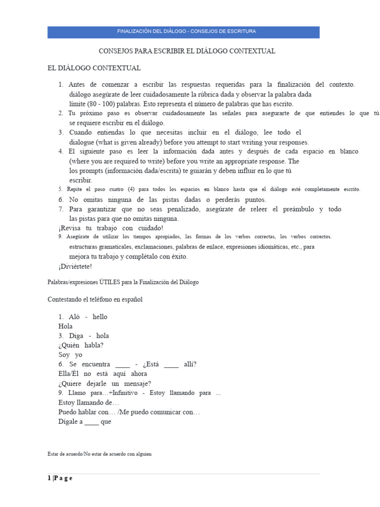 Consejos para Escribir El Diálogo Contextual | PDF