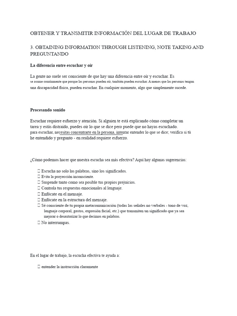 Obtener y Transmitir Información Del Lugar de Trabajo | PDF ...