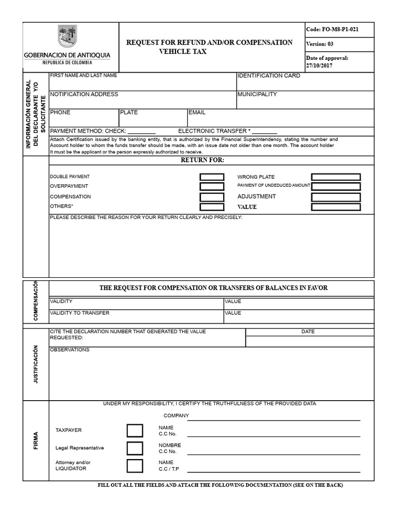 Tax Payment Refund Request Form. | PDF | Tax Refund | Identity Document