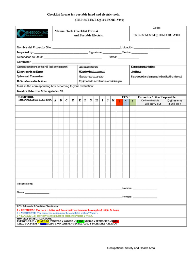 Inspection Record of Hand and Power Tools | PDF | Manufactured Goods