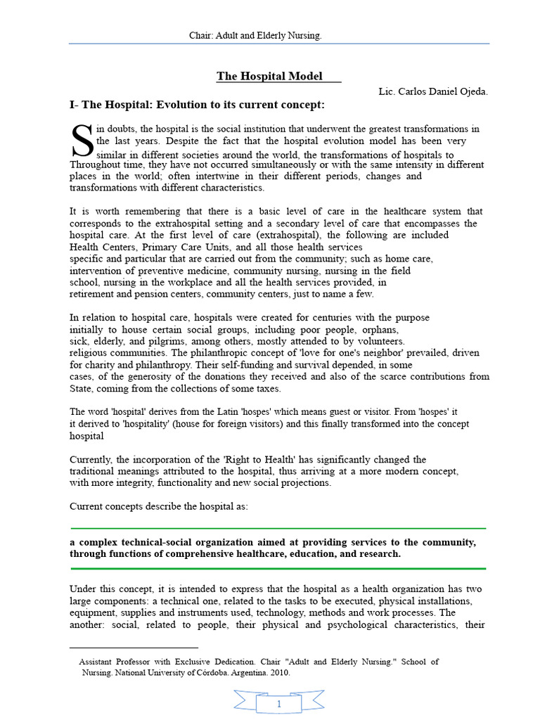 Hospital Evolution and Nursing Care | PDF | Hospital | Intensive Care Unit