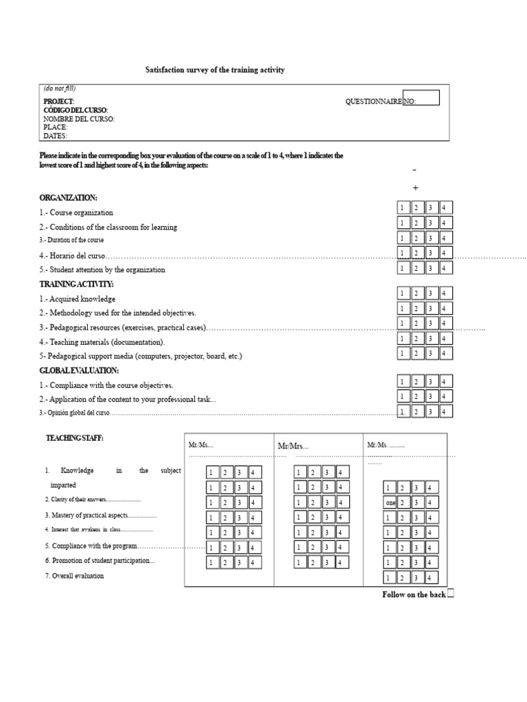 Model Satisfaction Survey Training Activity | PDF | Learning