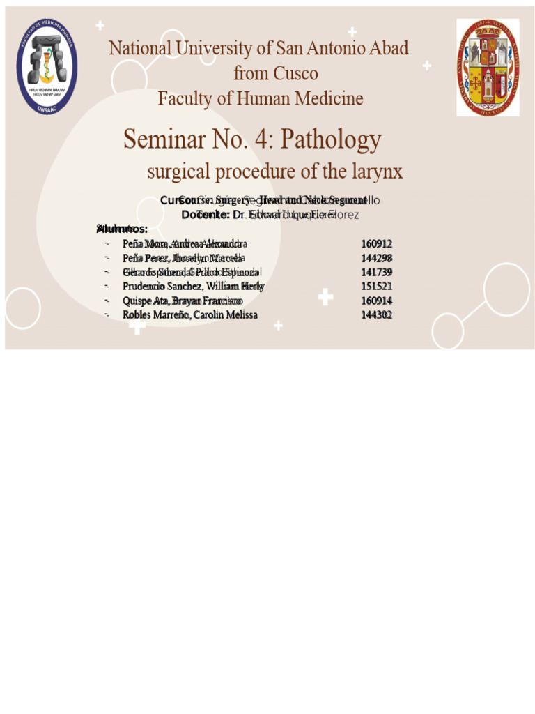 Seminar 4 - Surgical Pathology of The Larynx (Slides) | PDF | Larynx ...