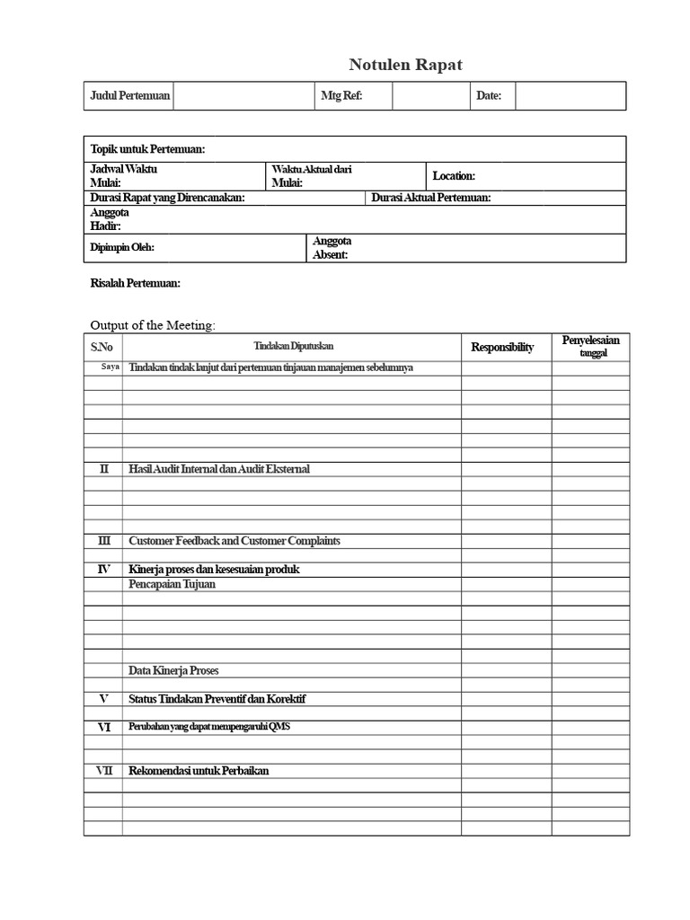 Format Notulen MRM | PDF