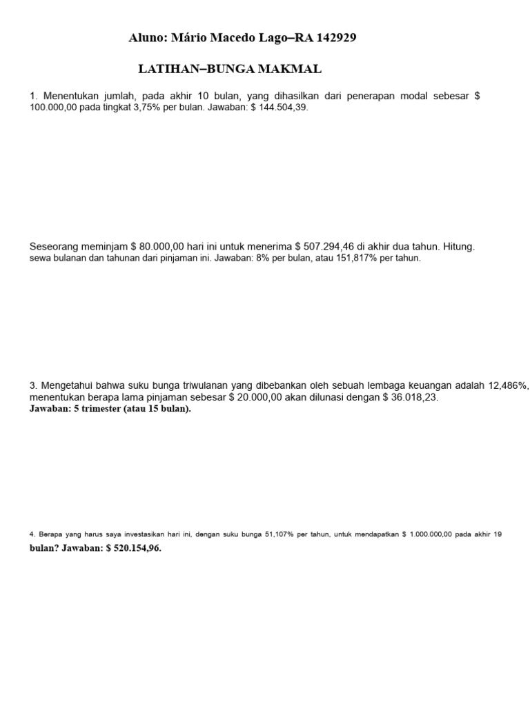 LATIHAN Bunga Majemuk | PDF